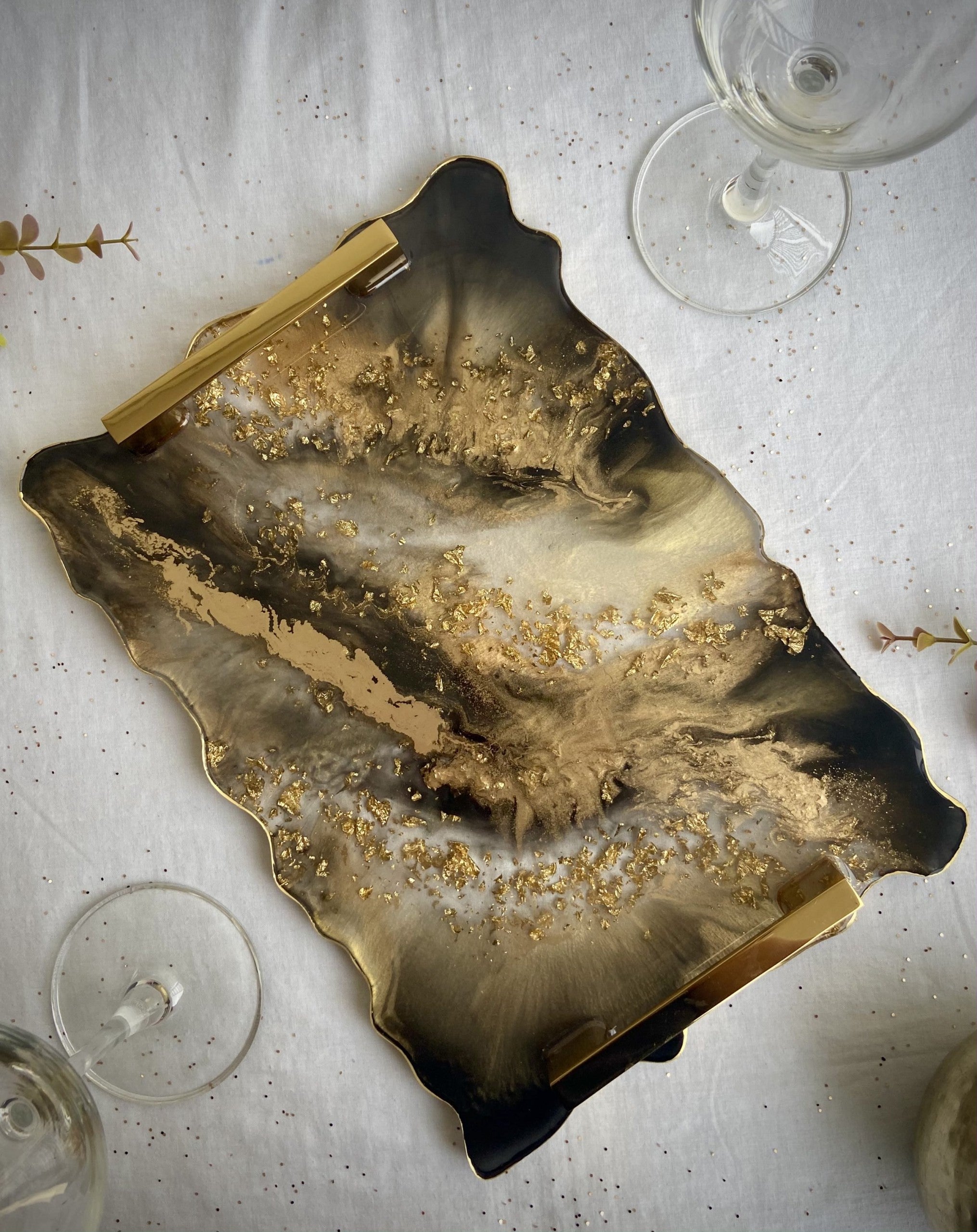 Black & Gold Resin Tray – oliveandgray