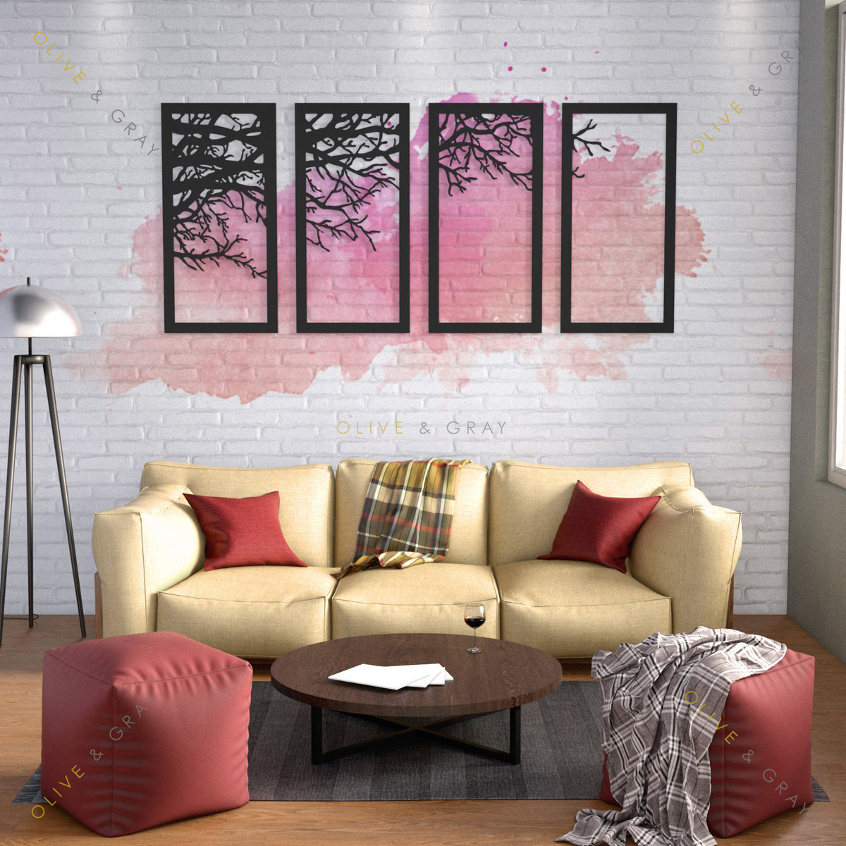 Tree Branch Metal Art Work, Set of 4 – oliveandgray