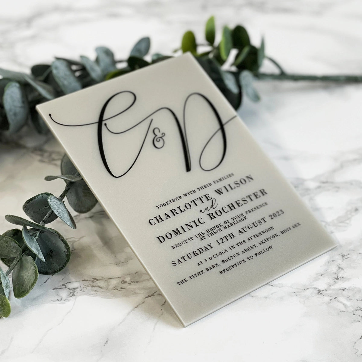 Luxury Initials Acrylic Wedding Invitations – oliveandgray
