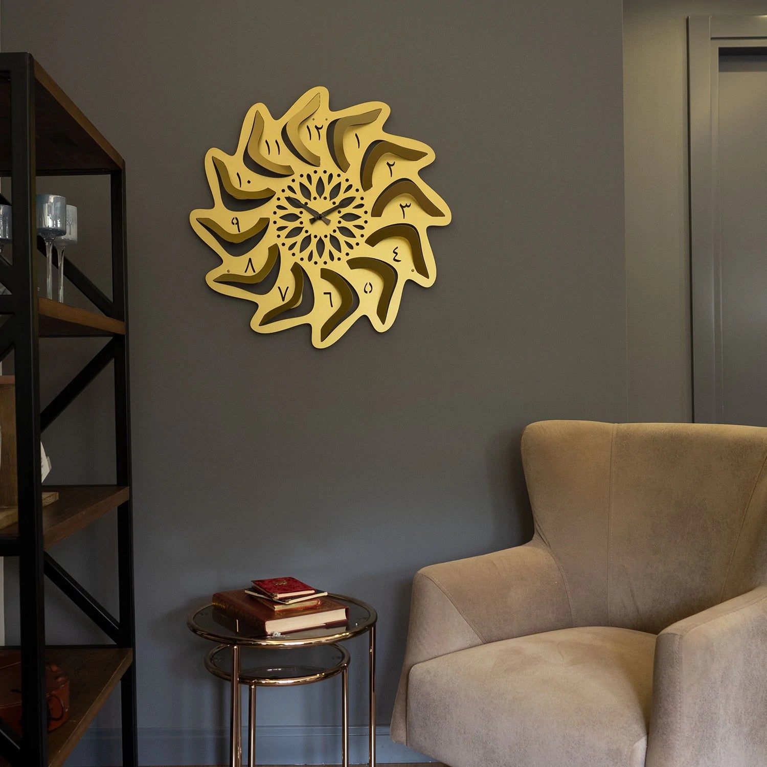 3D Metal Wall Clock With Arabic Number – oliveandgray