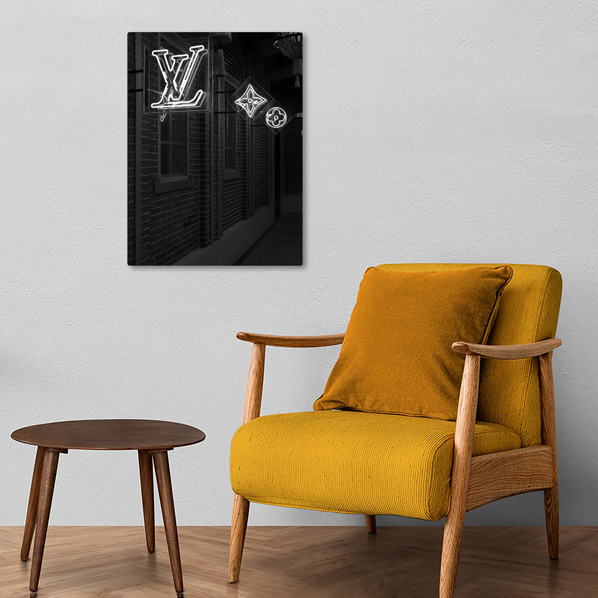 Luxe Glow: Neon LV Metal Poster – oliveandgray