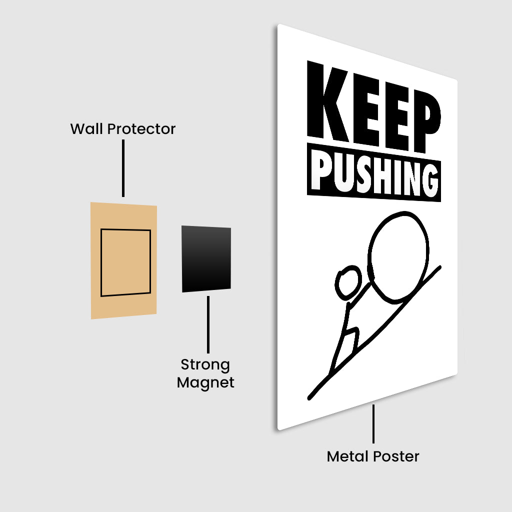 Resilience is Key: Keep Pushing Metal Poster – oliveandgray