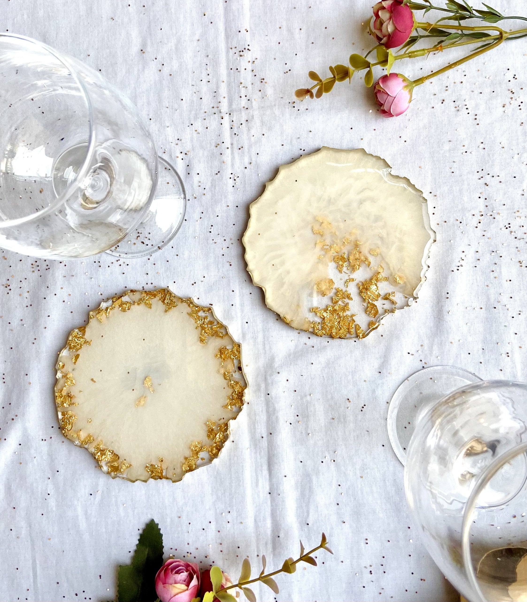 Pearl White Resin Coasters – oliveandgray
